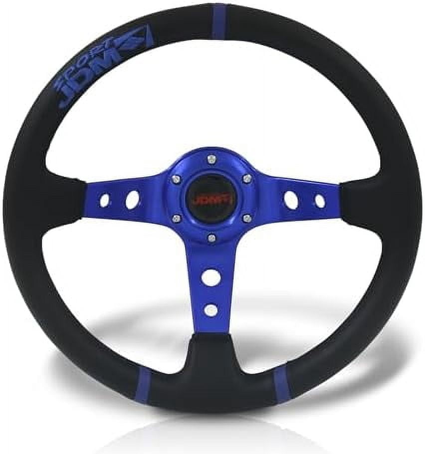 Universal 350mm 14" Steering Wheel 6 Bolts Hole Black PVC Leather 3 ...