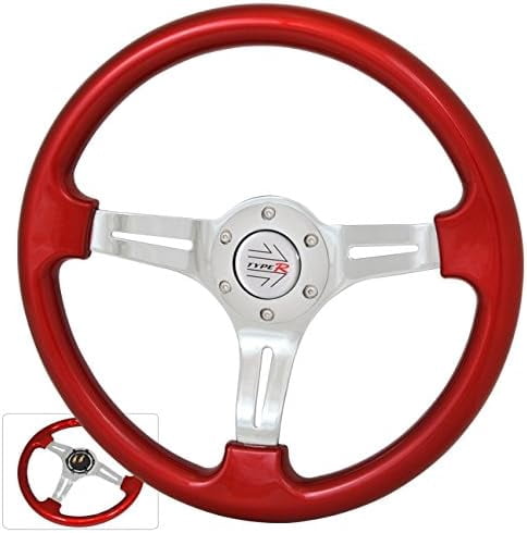 Universal 350mm 6 Bolt Hole Heavy Duty Light Weight Steering Wheel Red ...