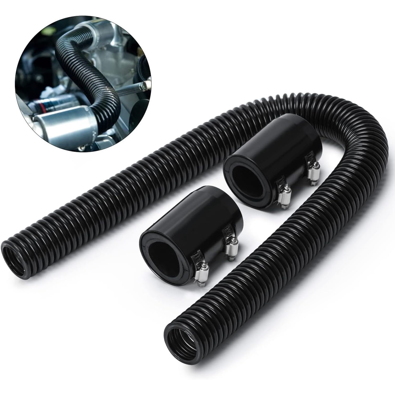 Universal 36" Stainless Steel Radiator Flexible Coolant Water Hose Kit ...