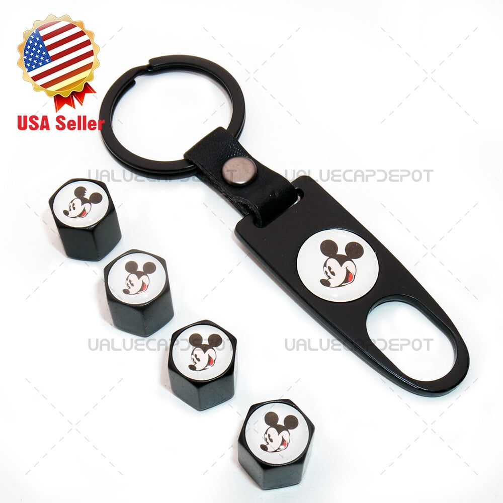 Universal 3D Car Wheel Tire Valve Dust Stems Air Caps Keychain Mickey ...