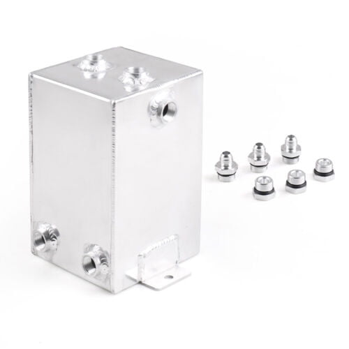Universal 3L Aluminum Fuel Surge Tank Swirl Pot System Oil Catch Can ...