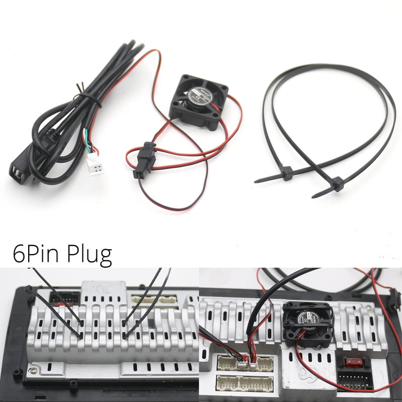 Universal 4 6 Pin Plug Dual USB Cable Adapter Car Radio Cooling Fan for ...