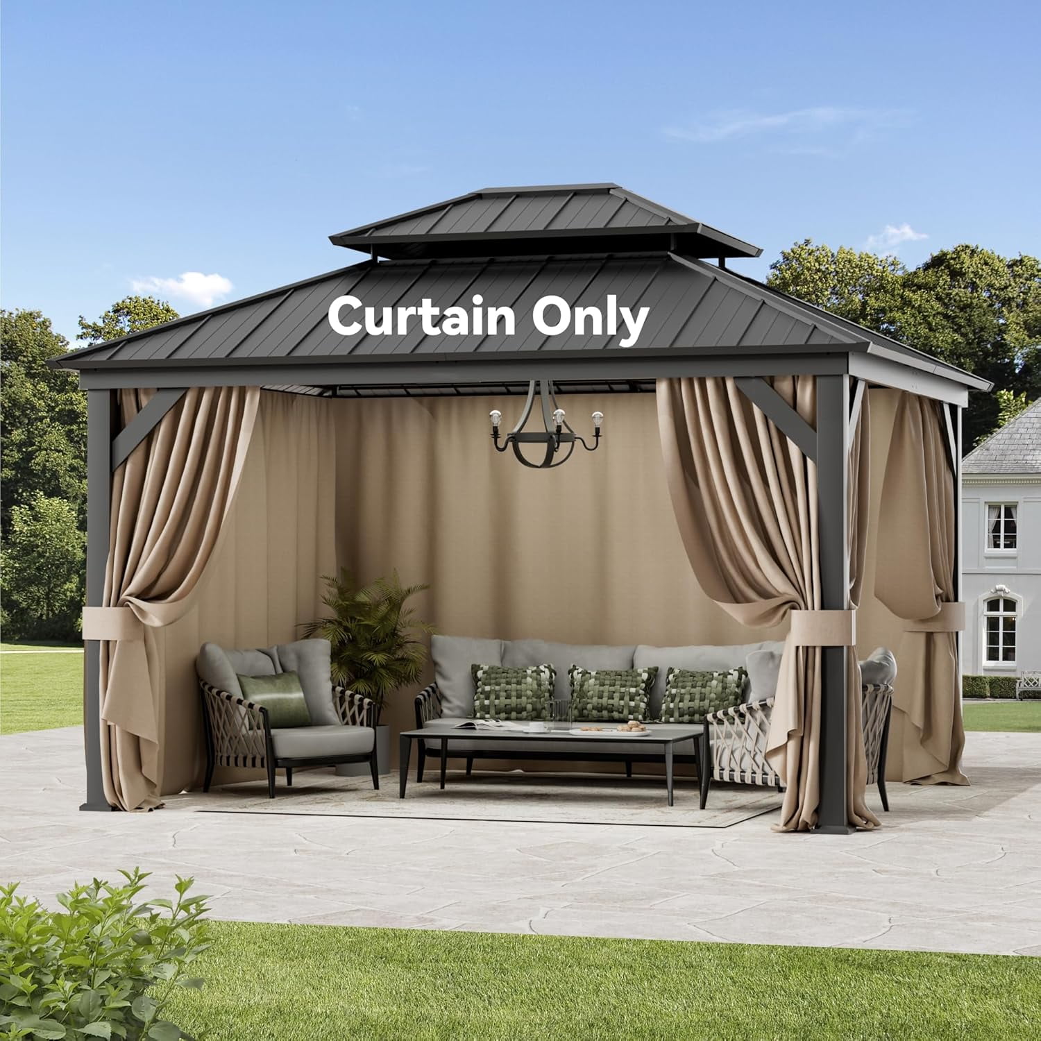 Universal 4-Panel Sidewalls 11' x 13', Outdoor Gazebo Privacy Curtains ...