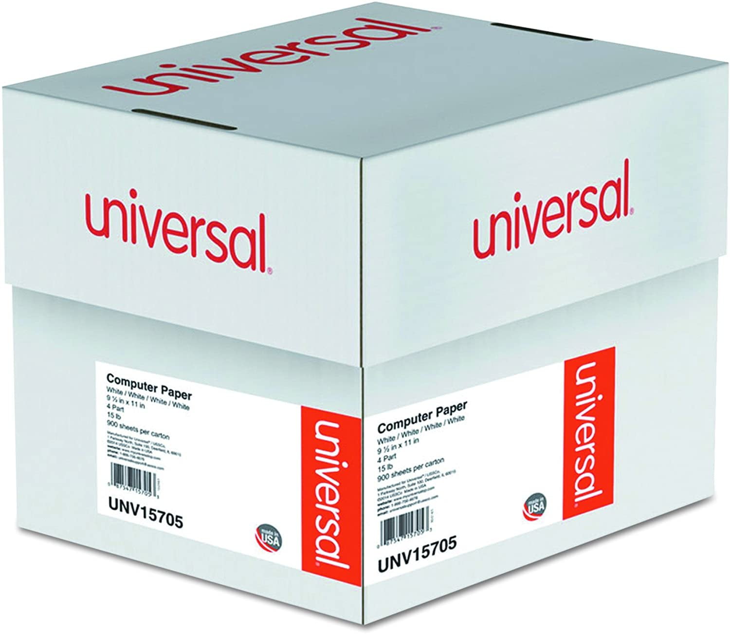 Universal 4-Part Carbonless Paper, 15lb, 9-1/2" x 11", Perforated ...