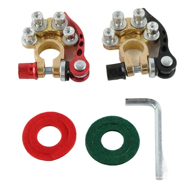 Universal 4-Way Battery Terminal Connectors, Red Positive, Black ...