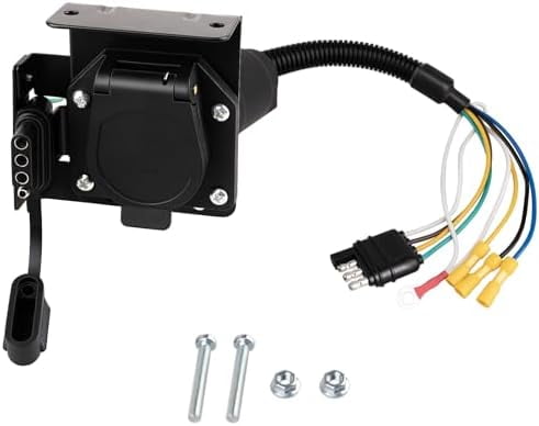 Universal 4-Way Flat to 7-Way RV Blade Adapter Kit, 7 Pin Trailer Light Connector and 4 Pin ...