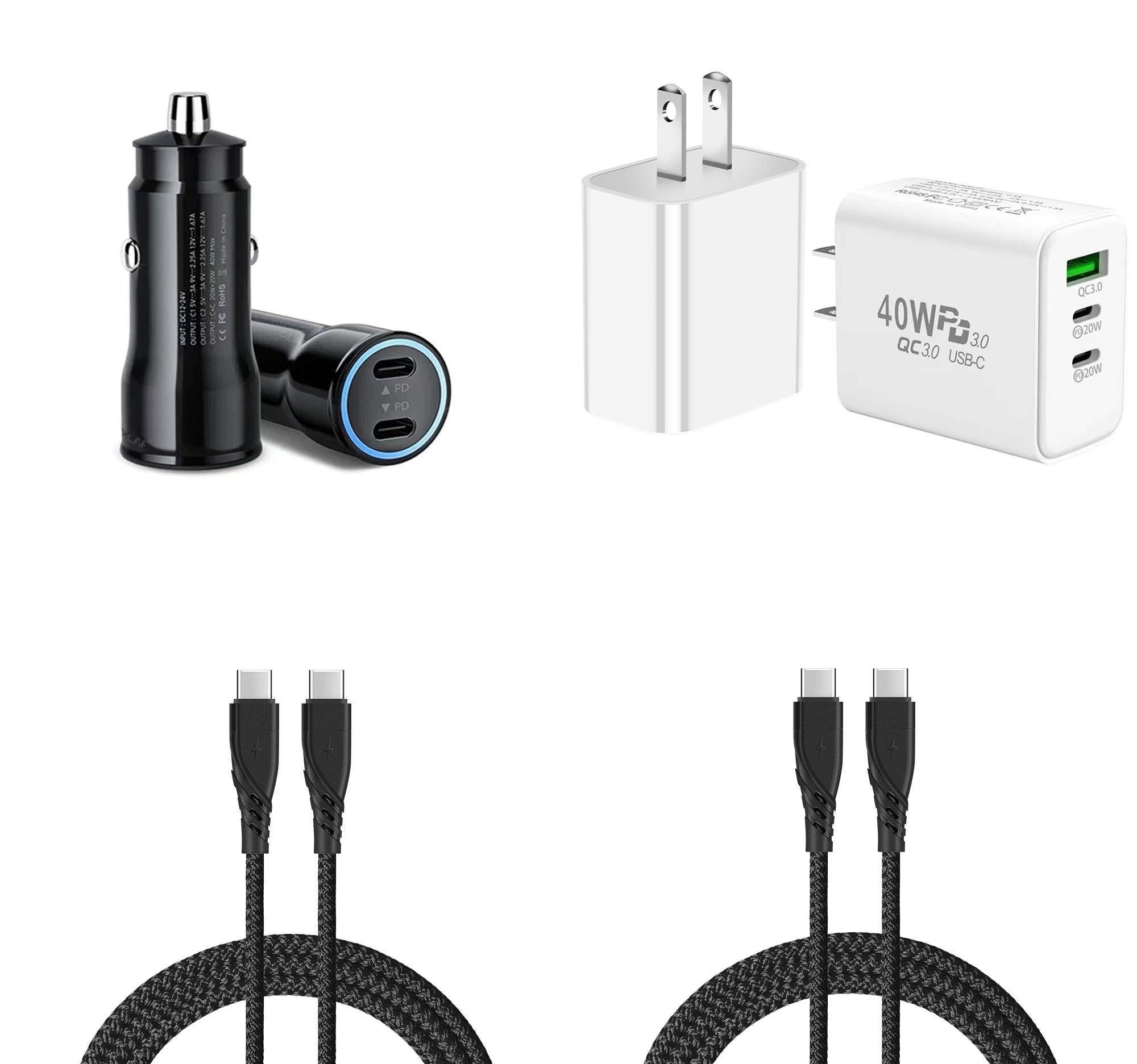 Universal 40W Dual USB-C PD Power Delivery Car Charger, 40W 3-Port Wall ...