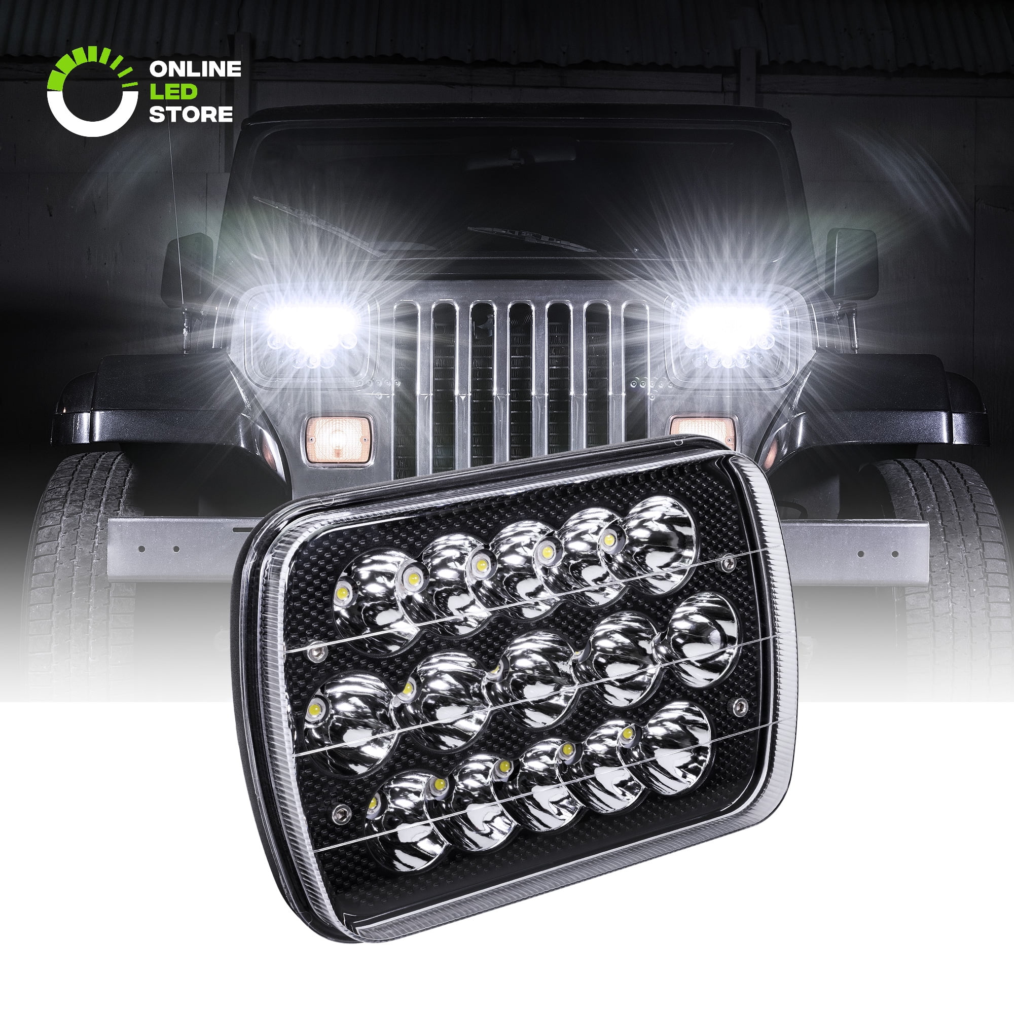 Universal 45W 5x7 7x6 LED Headlight with Black Housing [Plug & Play ...