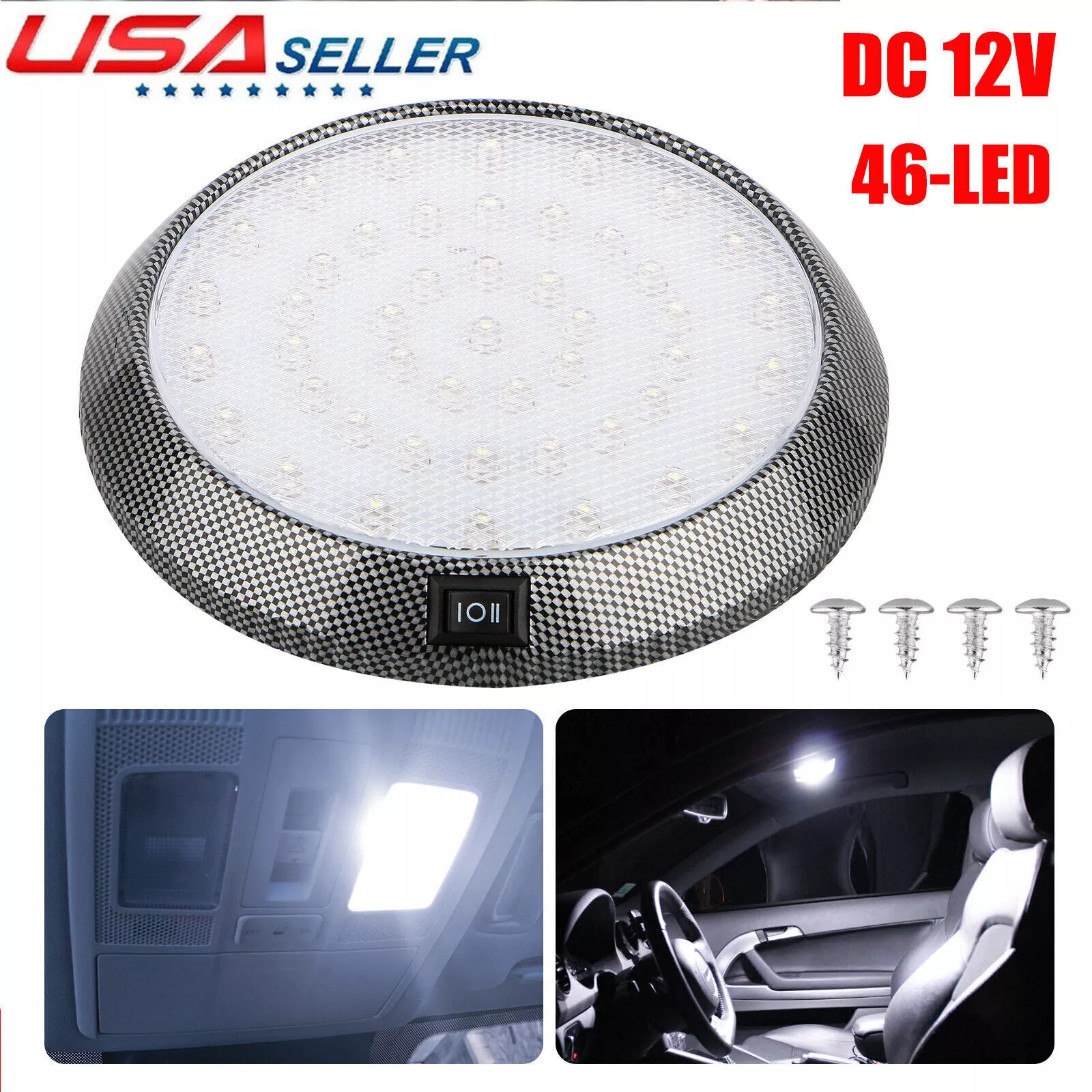 Universal 46-LED Car Vehicle Interior Indoor Roof Ceiling Dome Light ...