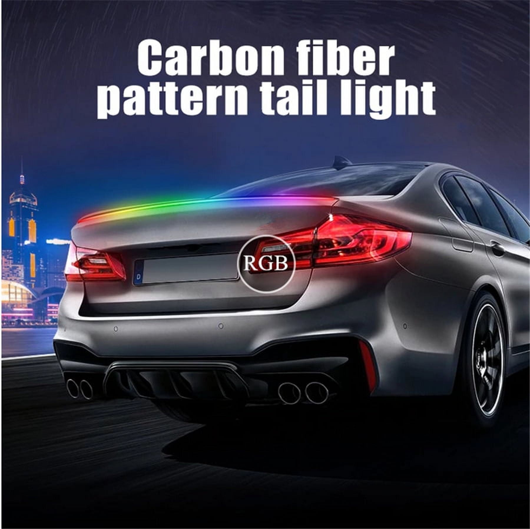 Universal 47" RGB Colorful LED Car Rear Lip Spoiler Tail Light Carbon ...