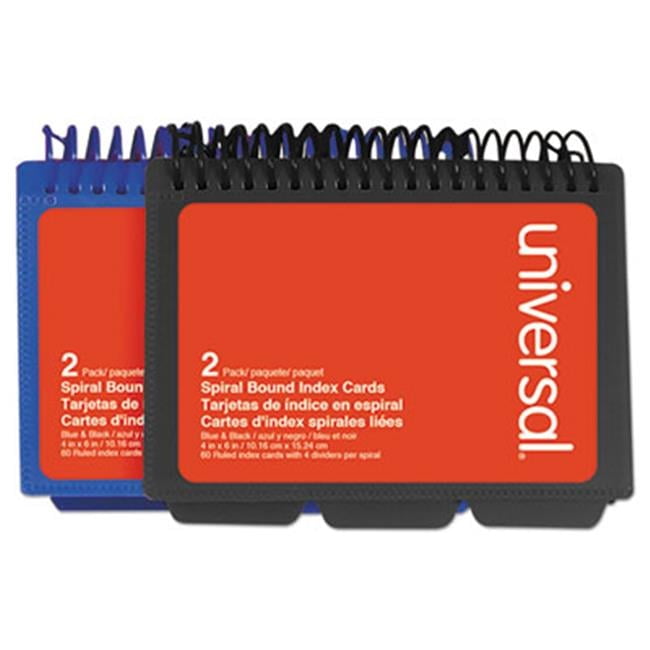 Universal 47302 4 x 6 in. Spiral Bound Index Cards, Blue & Black - Pack ...