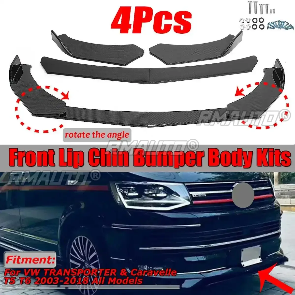 Universal 4x Car Front Bumper Lip Spoiler Diffuser Deflector Lips For ...