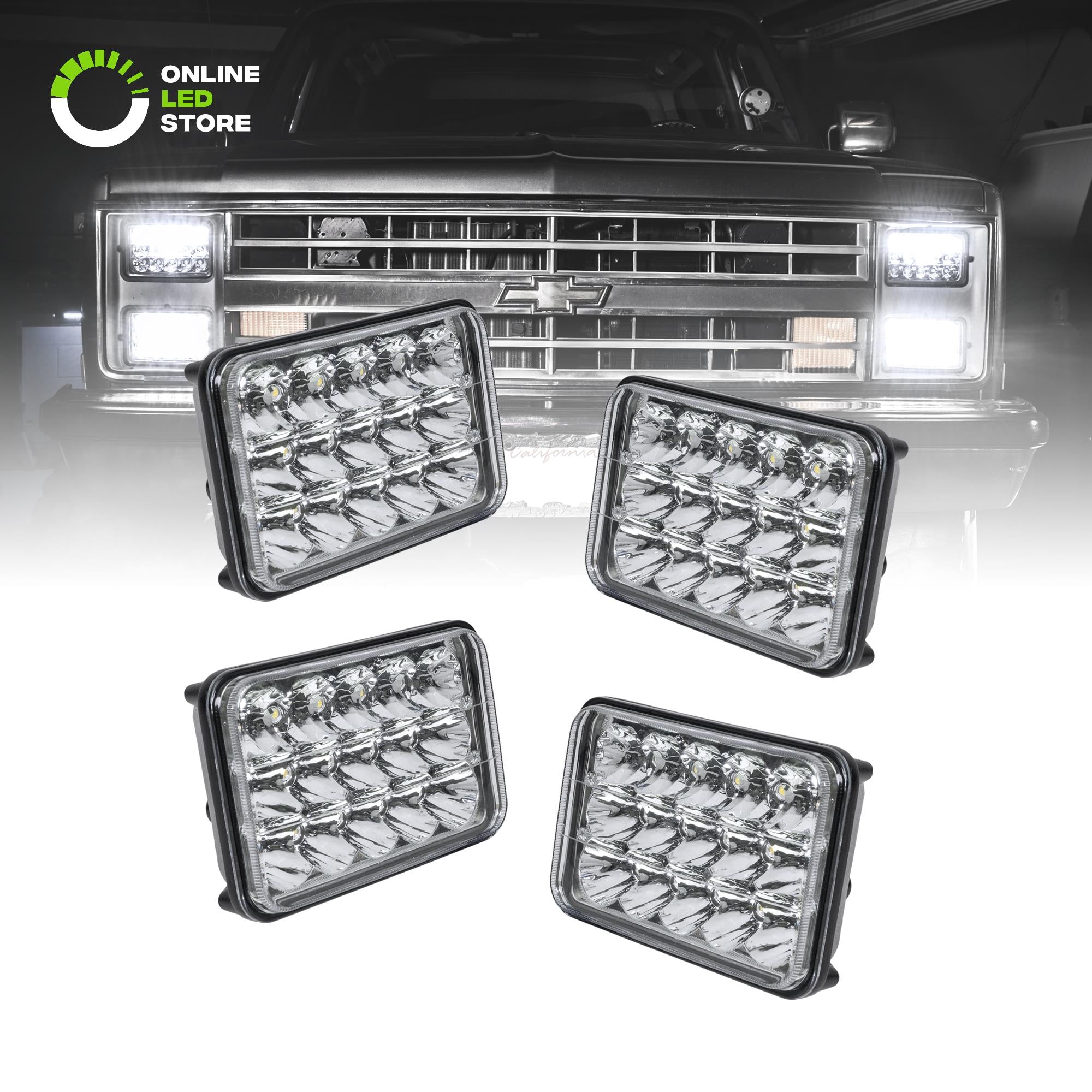 Online LED Store Headlamp Bulbs - Universal 4x6 45W H4 Socket LED ...