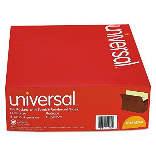 Universal 5-1/4-Inch Exp File Pockets, Letter Size, Redrope/Manila, 10 ...