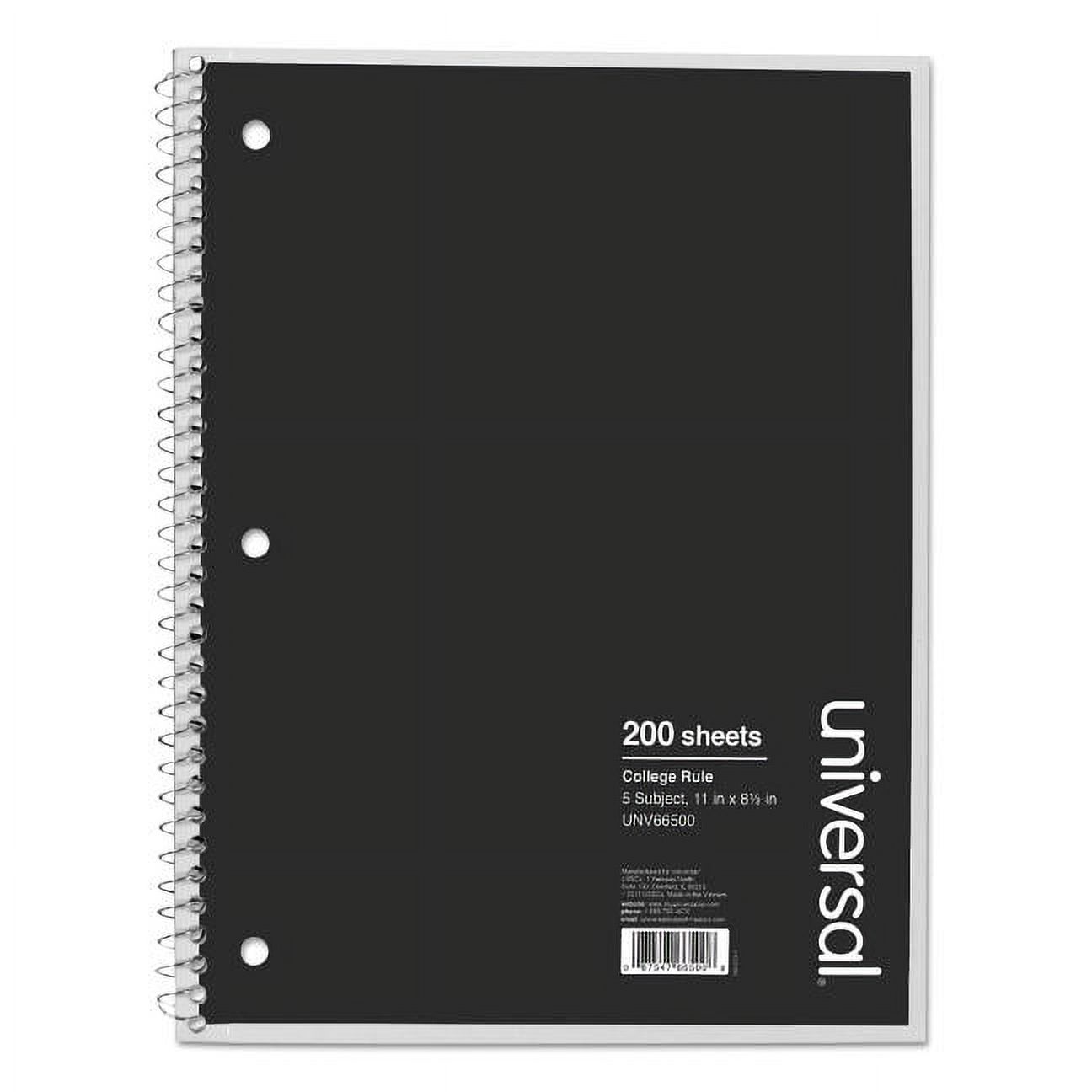 Universal 5 Sub. Wirebound Notebook, 11 x 8 1/2, College Rule, 200 ...