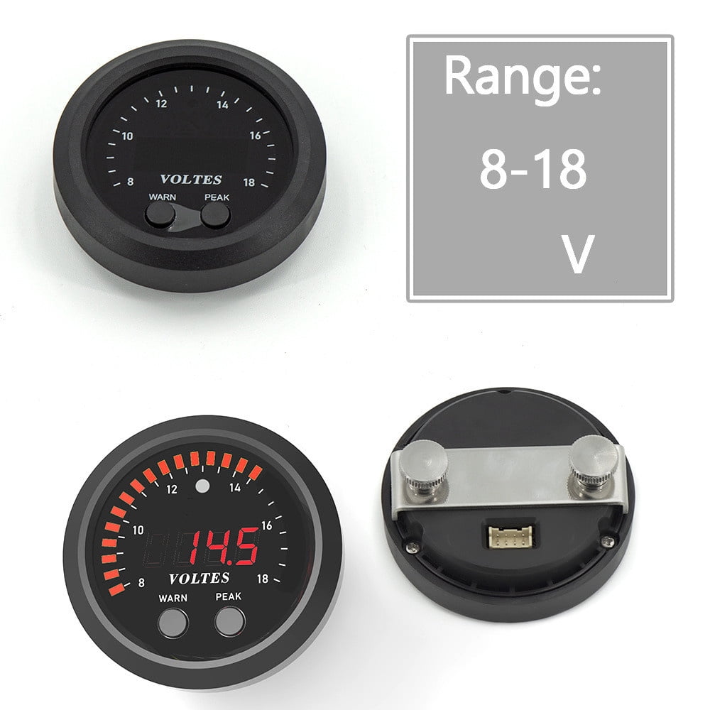 Universal 52mm Round LED Digital Display Volt Gauge Voltmeter 18.8mm ...