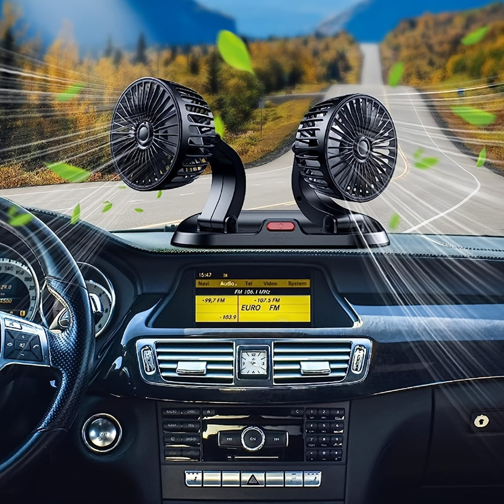 Universal 5V/USB Car Fan with Parking Numbers Dual-Head Rotatable 2 ...