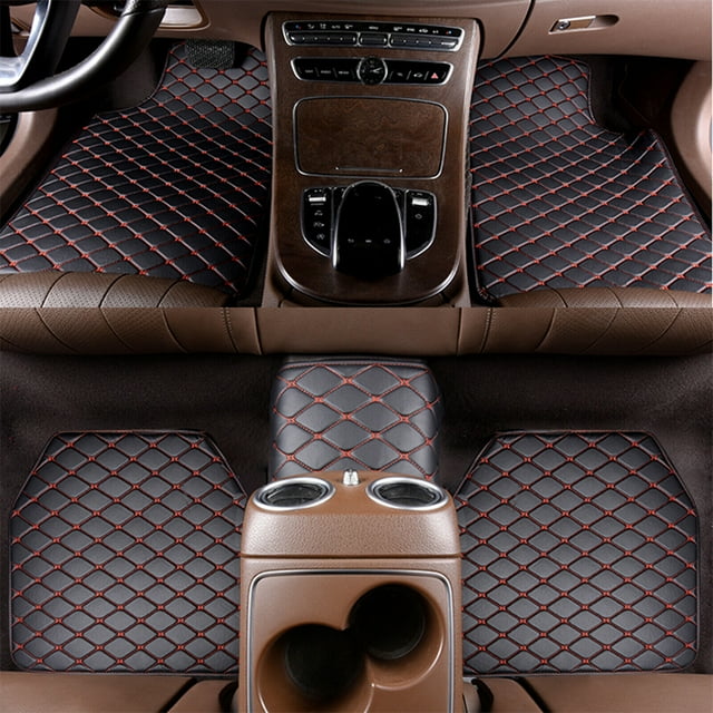 Universal Auto Front & Rear 5pcs Car Floor Mats, PU Leather, Waterproof ...