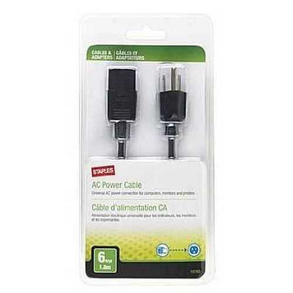 Universal 6' AC Power Cable for Computers, Monitors & Printers (18760 ...