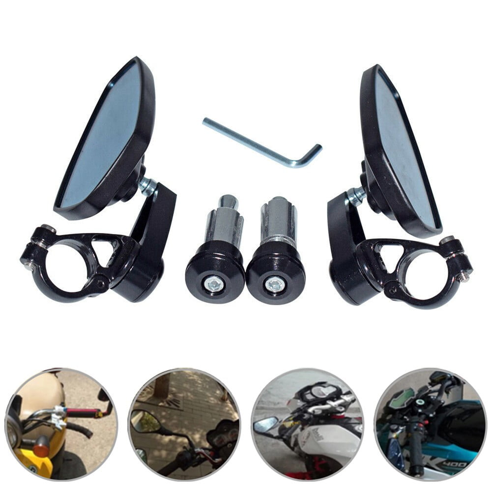 Universal 7/8\" Motorcycle Handle Bar End Rearview Side Mirrors for ...