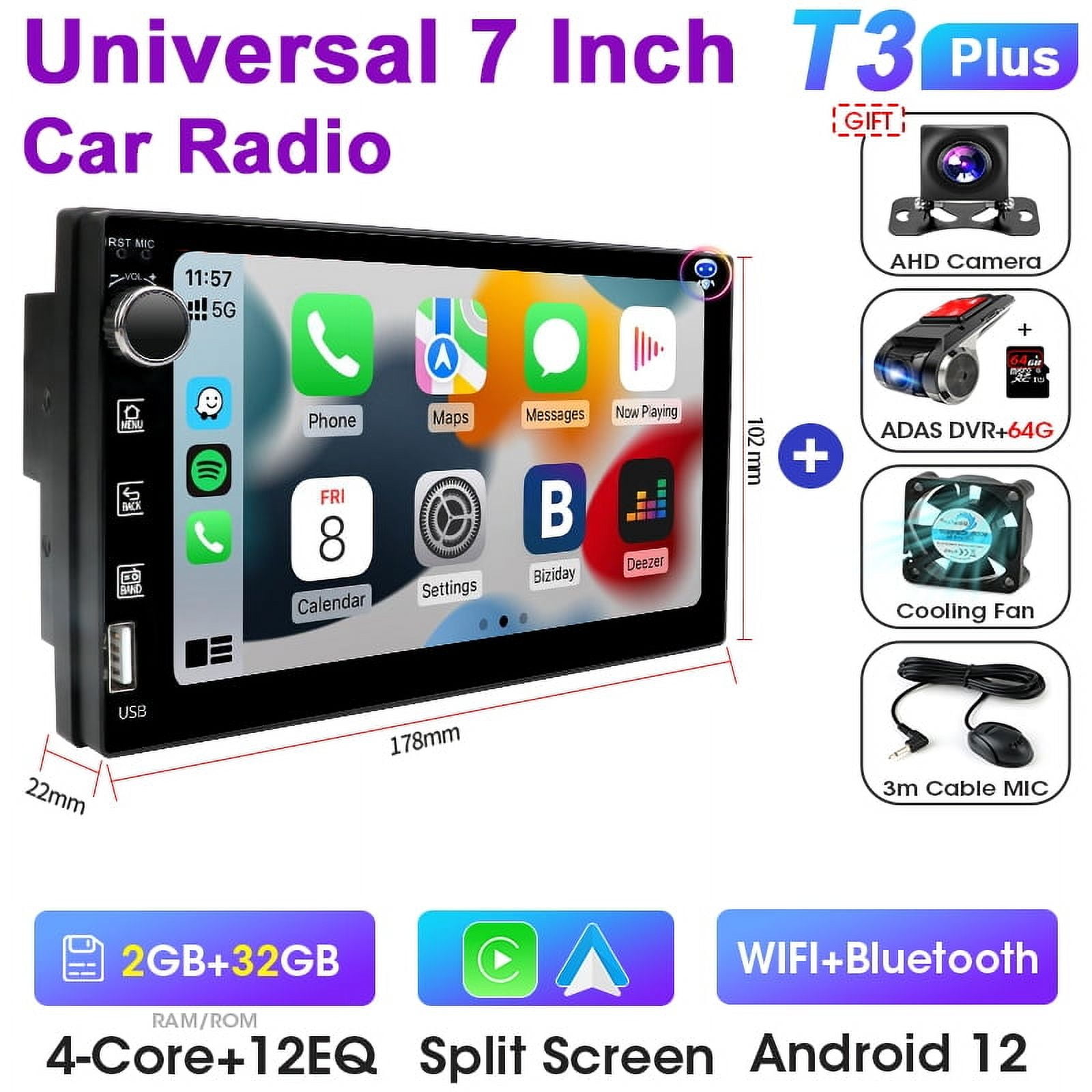 Universal 7 Inch 2 Din Android 12 Car Radio Multimedia Video Player For Nissan Kia Honda Toyota ...