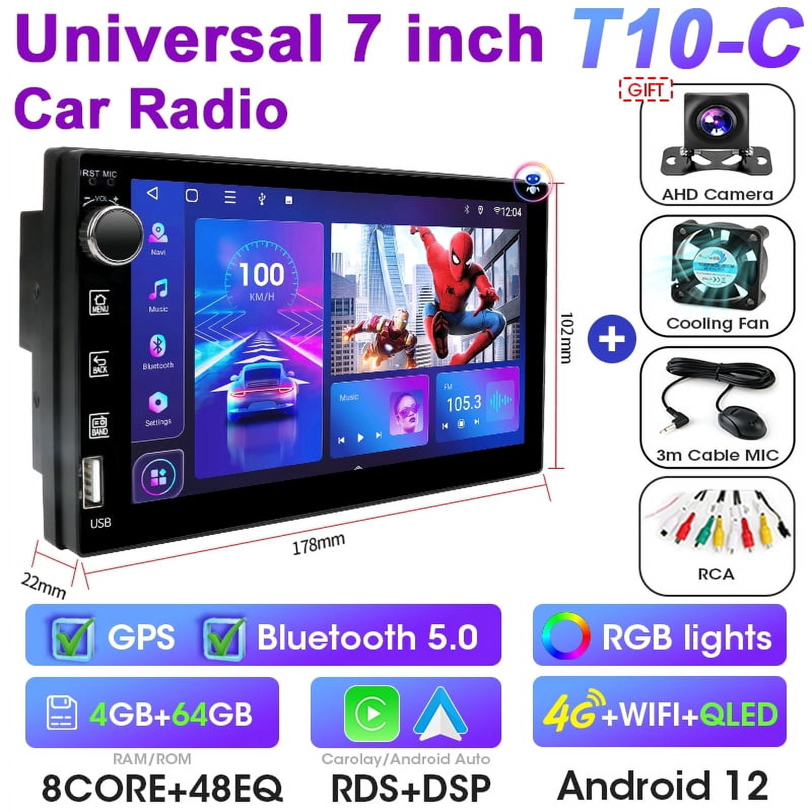 Universal 7 Inch 2 Din Android 12 Car Radio Multimedia Video Player For ...