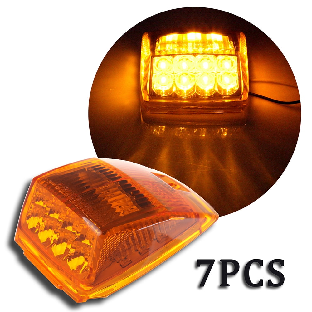 Universal 7x Amber Lens 17 LED Cab Roof Running Top Clearance Light ...