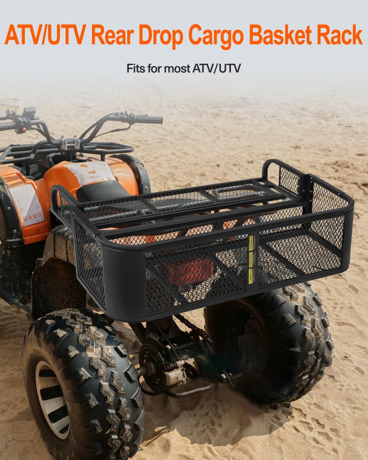 Universal ATV UTV Rear Drop Cargo Basket Heavy Duty Steel Storage Rack ...