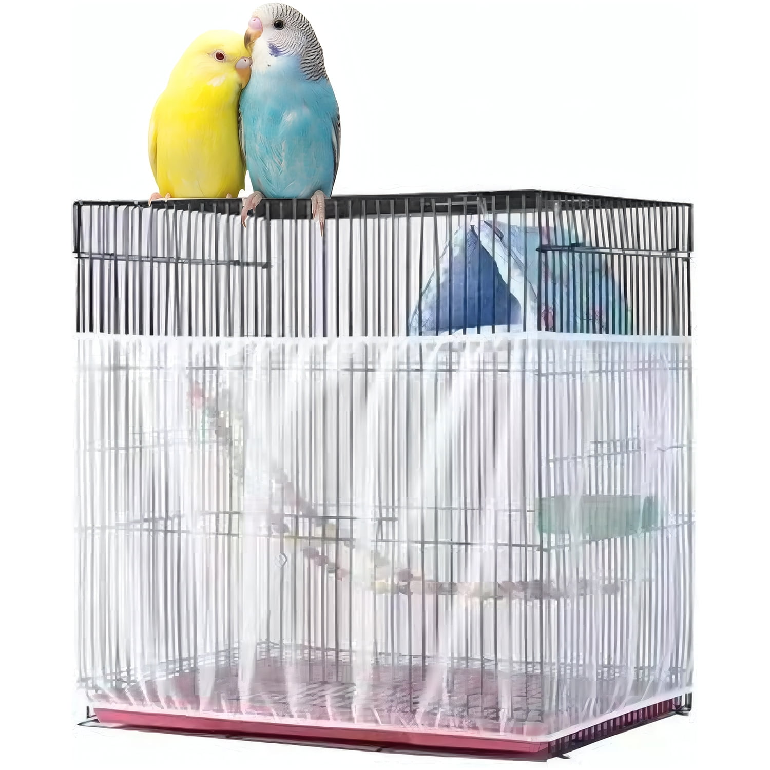 Universal Adjustable Bird Cage Cover Skirt – Nylon Mesh Seed & Feather ...