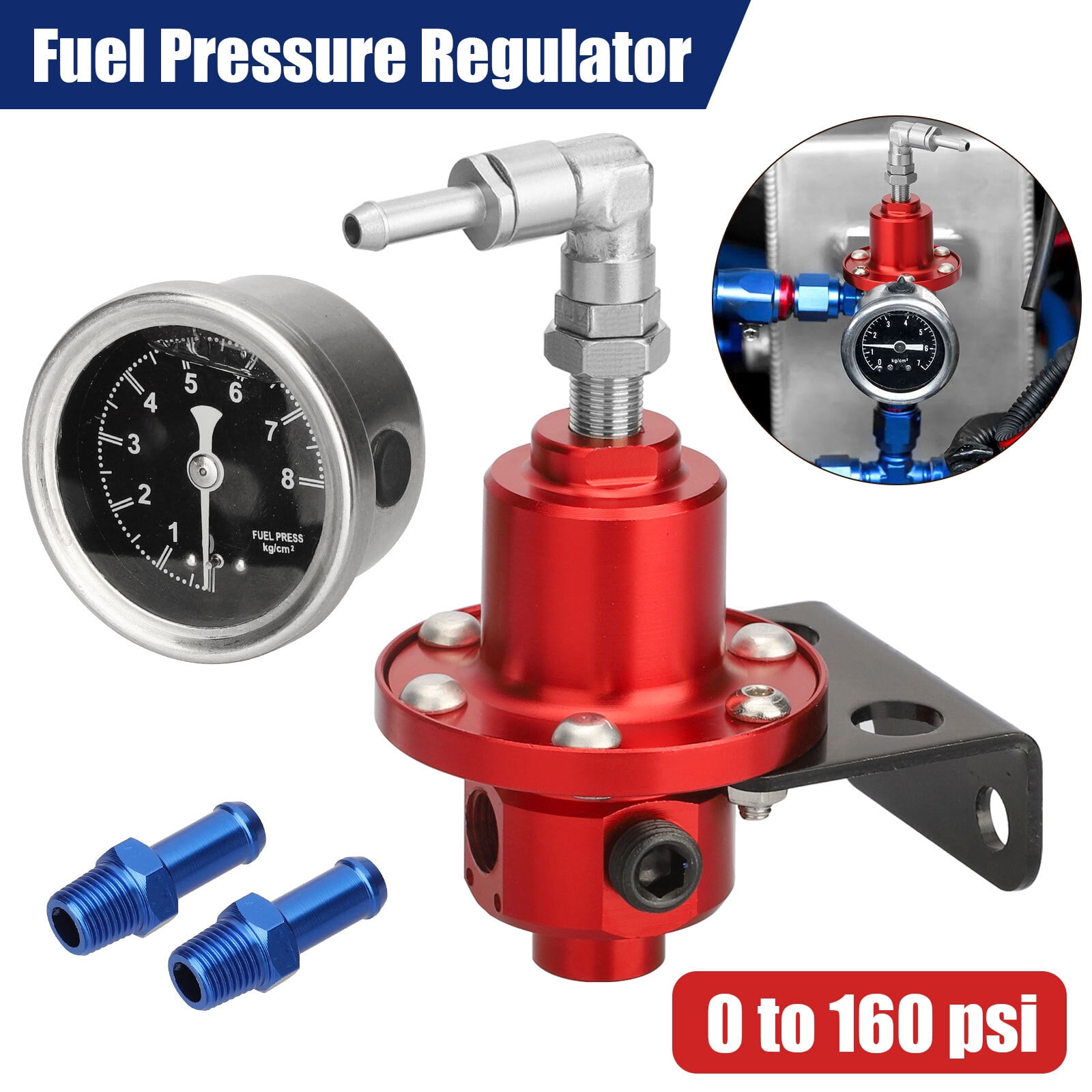 Universal Adjustable Car Fuel Pressure Regulator with Oil Gauge Kit 0 ...