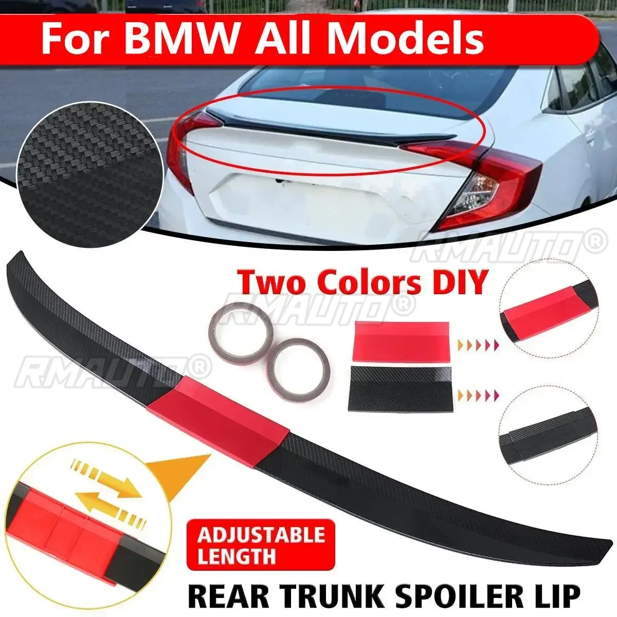Universal Adjustable Car Rear Trunk Spoiler Wing Lip ABS For BMW E90 ...