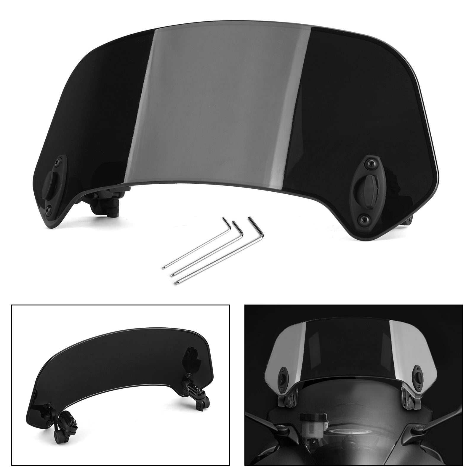 Universal Adjustable Clip On Windshield Extension Wind Deflector Black ...