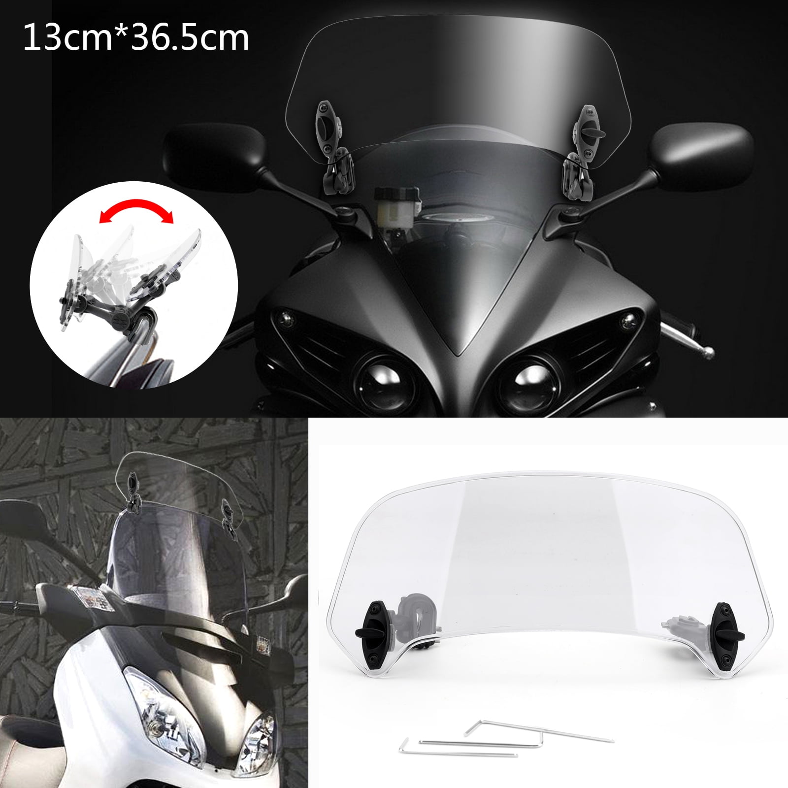 Universal Adjustable Clip On Windshield Extension Wind Deflector Clear ...