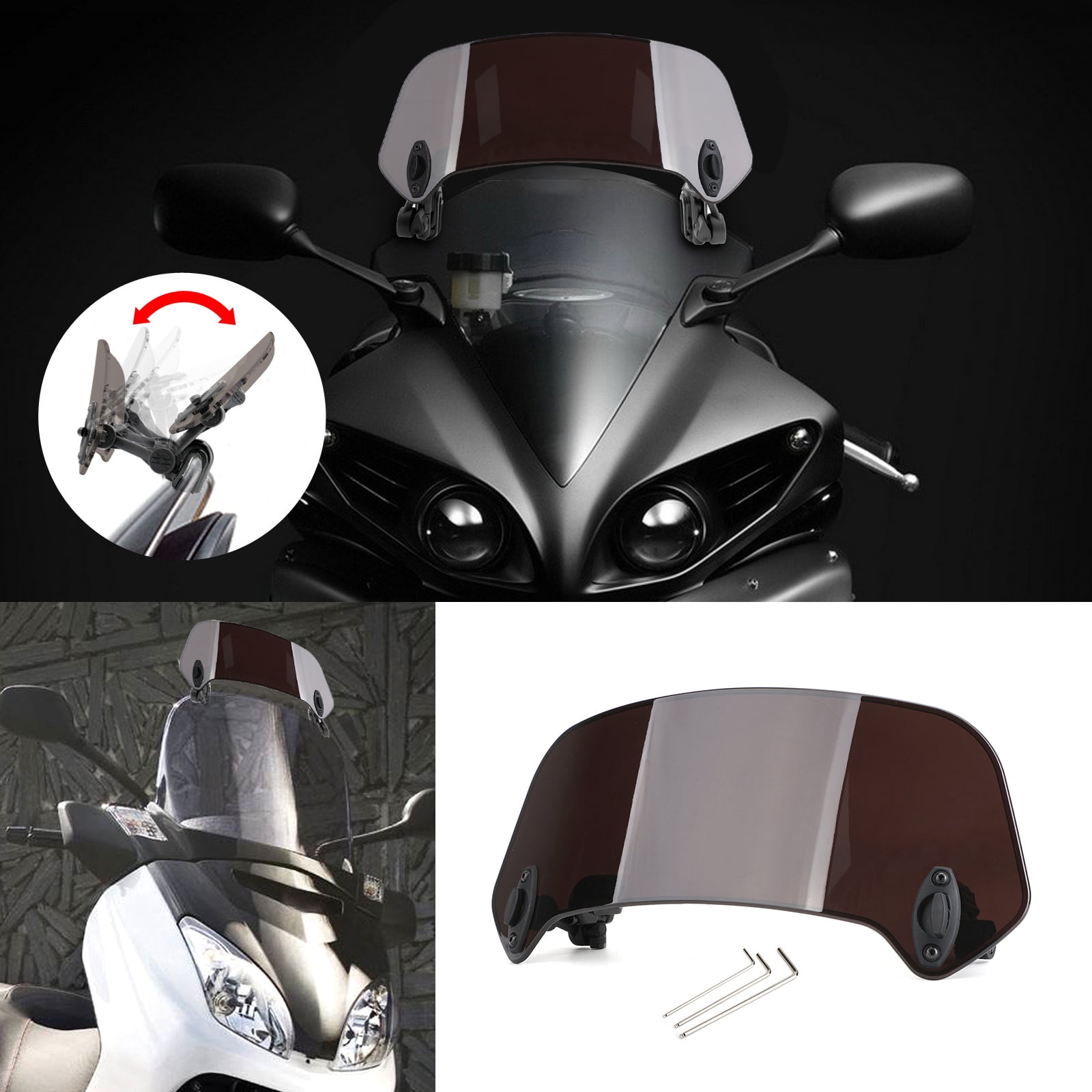Universal Adjustable Clip On Windshield Extension Wind Deflector Deep ...