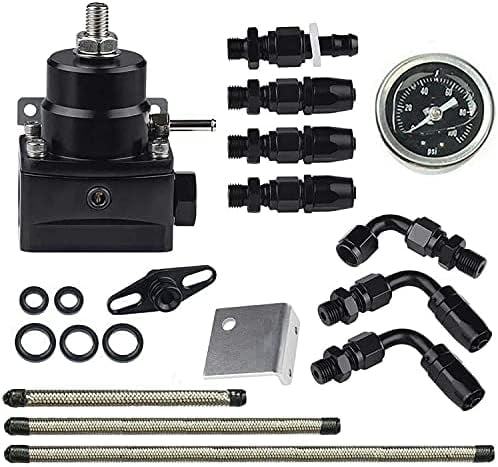 Universal Adjustable EFI Aluminum Fuel Pressure Regulator Kit with 0 ...
