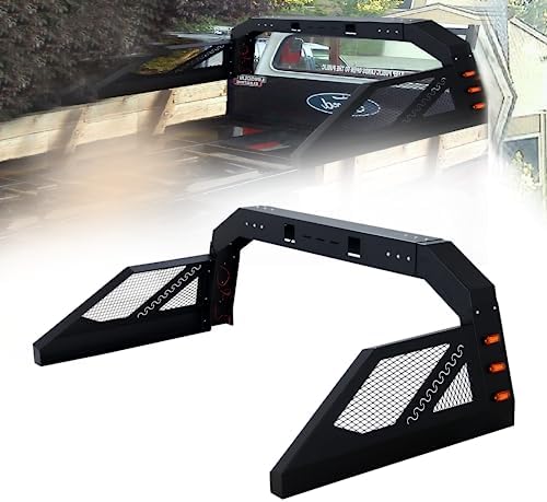 Universal Adjustable Truck Bed Chase Rack Roll Bar with 6X Amber Side Marker Lamps, Chase Rack ...