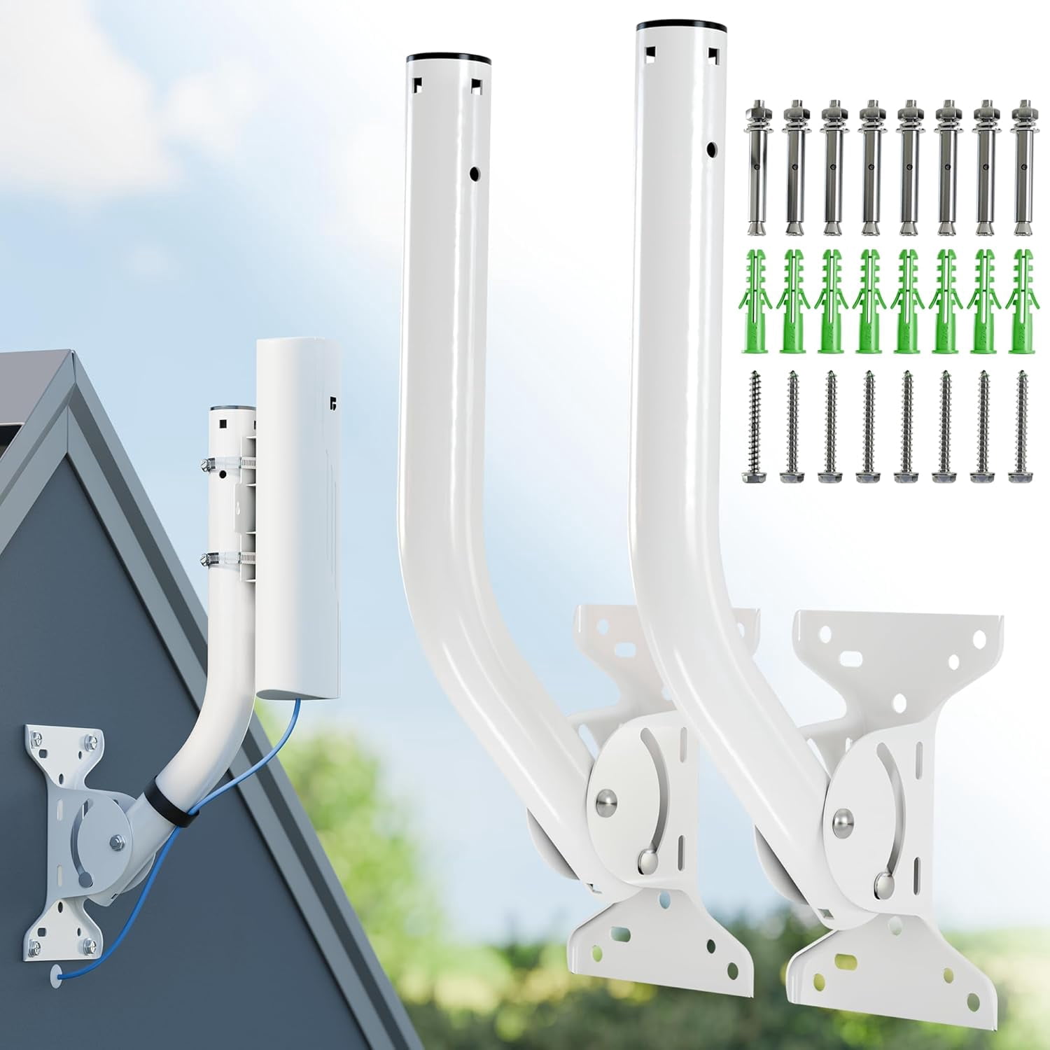 Universal Antenna Mount 2-Pack, Heavy-Duty Reversible J-Pole. Wall/Pole ...