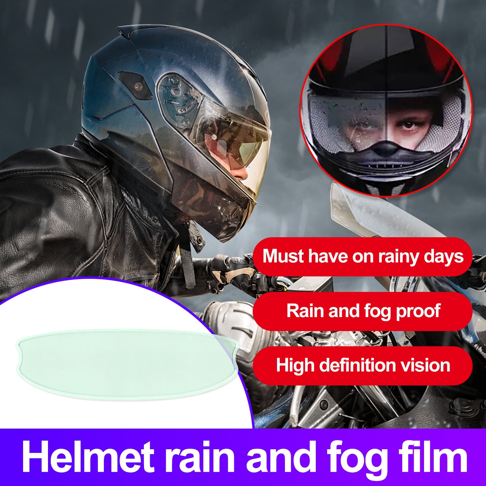 Universal Anti Fog Film for Motorcycle Helmet Visor, Helmet Face Shield ...