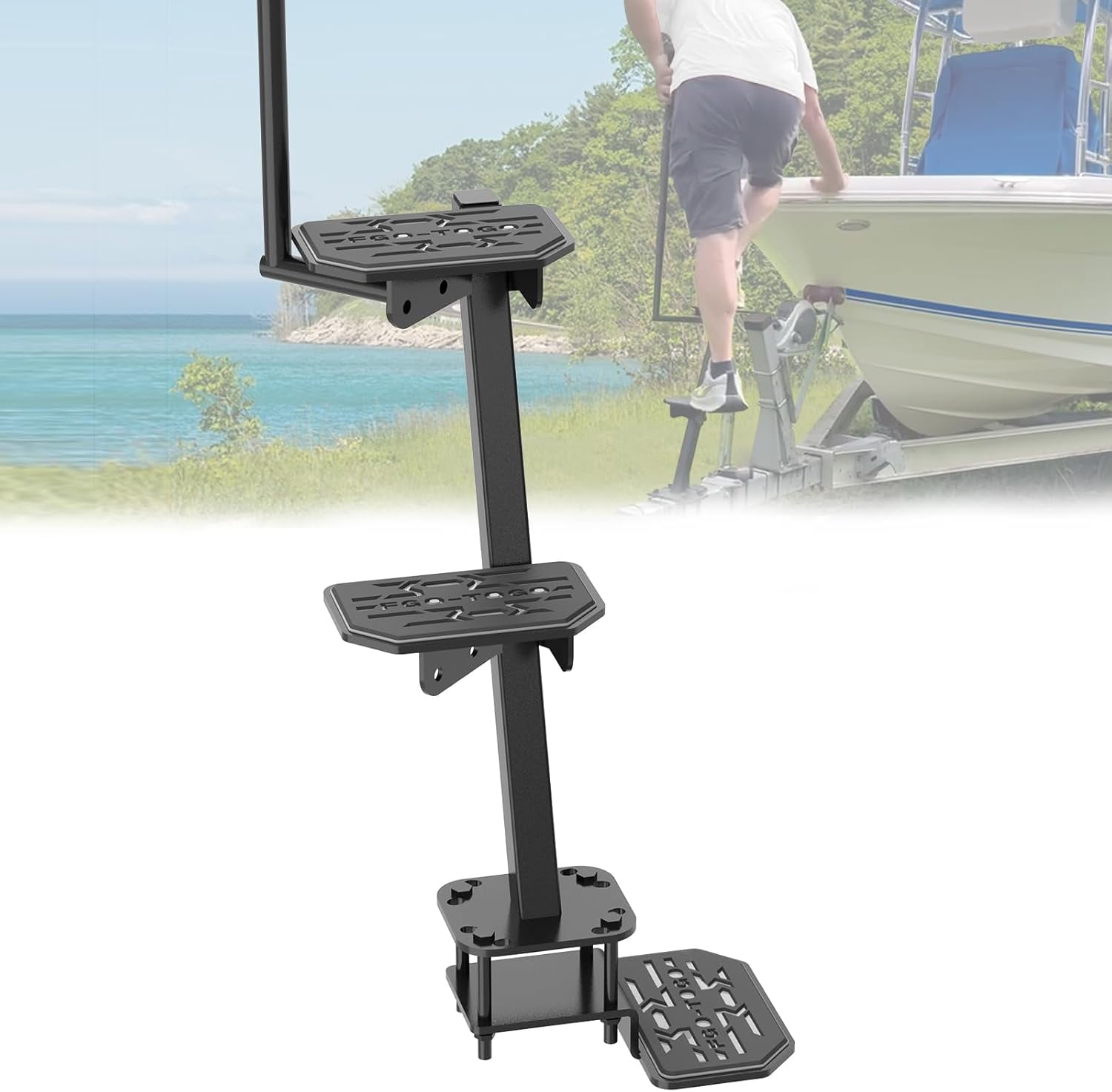 Universal Anti-Rust Boat Step fit for Bass Pontoon Boats, Heavy Duty ...