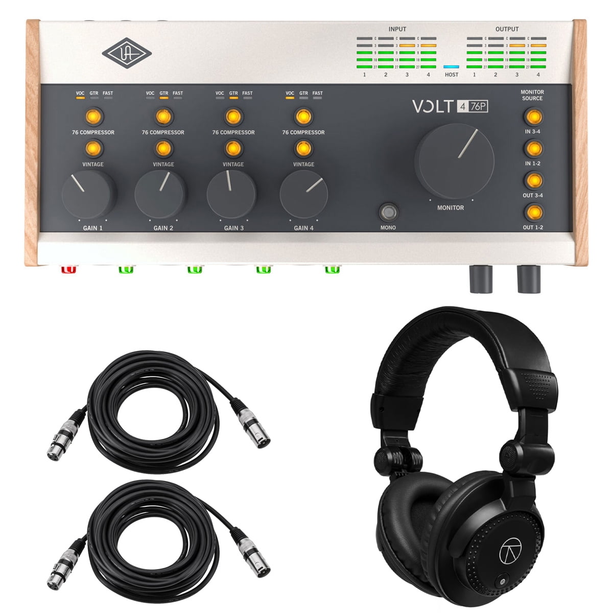 Universal Audio Volt 476P 4x4 USB 2.0 Audio Interface, Bundle with TAPH100 Monitor Headphones ...