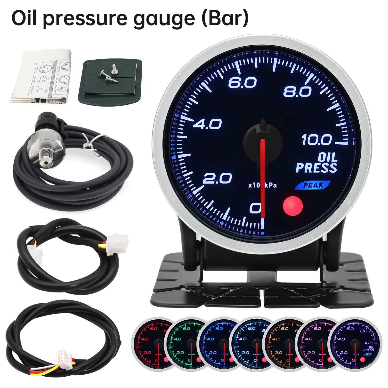 Universal Auto 12V 52mm 8 Color Racing Car Oil Pressure Water Oil Temp ...