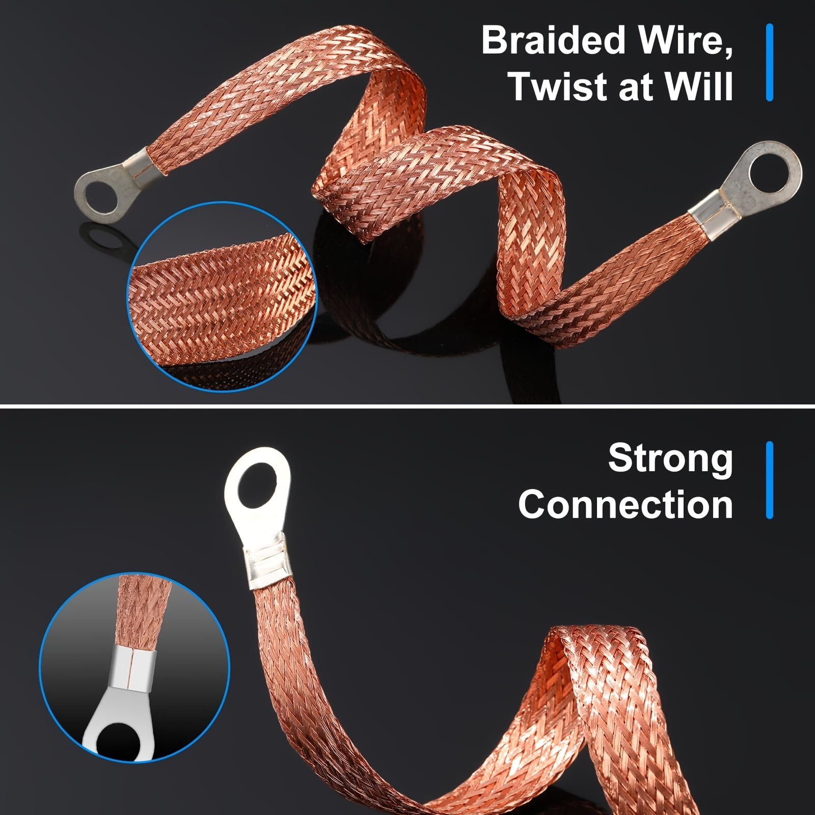 Universal Automotive Ground Straps, 10/15/20 Inch Engine Ground Strap ...