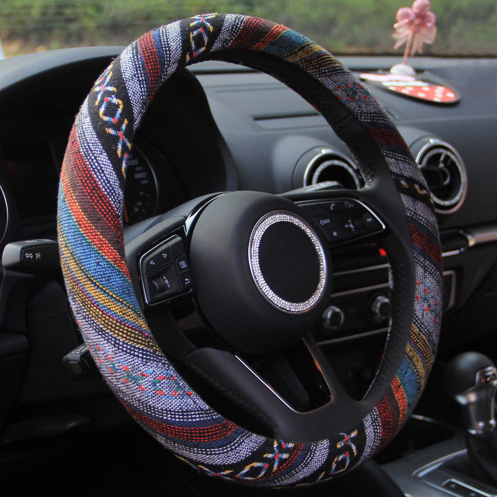Universal Automotive Steering Wheel Cover Ethnic Style Coarse Flax ...
