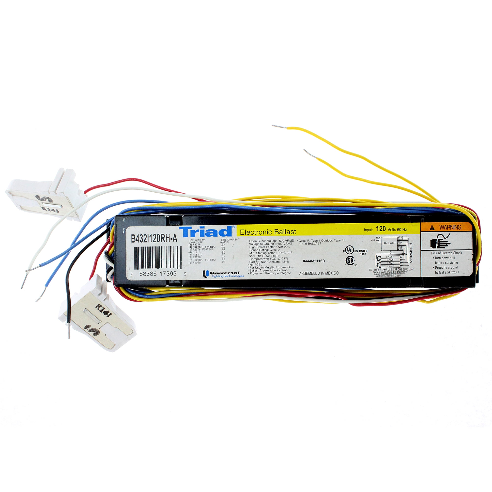 Universal B432I120RH-A HPF Electronic Ballast, 4 Lamp, 32W T8, F32T8 ...