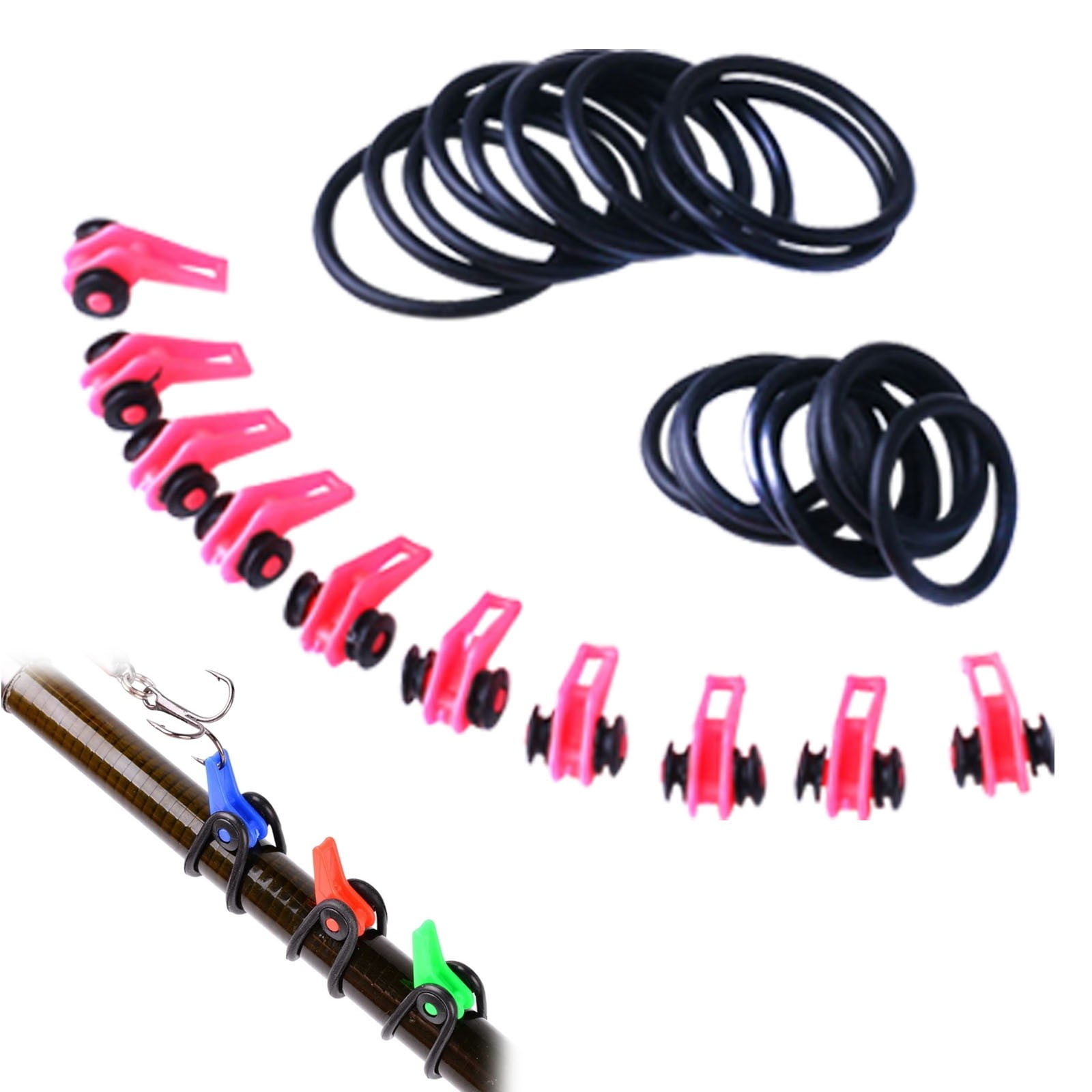 Universal Bait Holder for Rock Fishing, Pink Opolski 10Pcs Fishing Rod Hook Fishing with Elastic ...