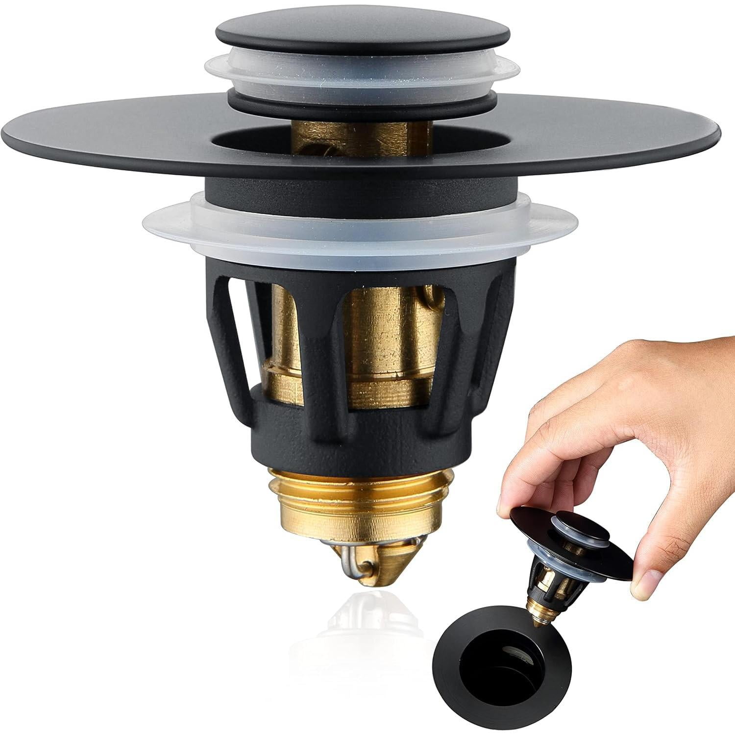 Universal Bathroom Sink Plug - Bouncing Washbasin Drain Filter, Brushed ...