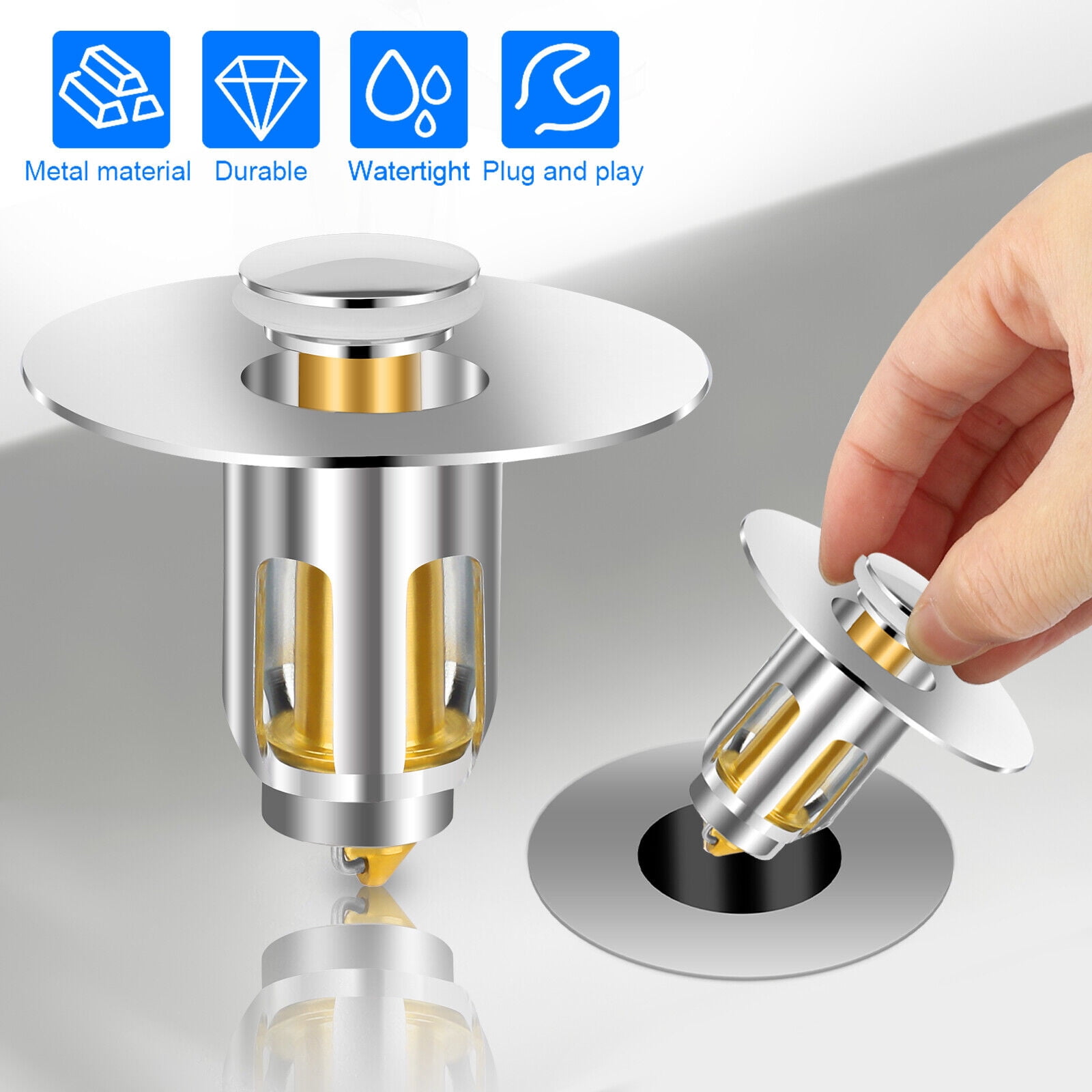 Universal Bathroom Sink Plug Stopper Pop-Up Drain Filter Wash Basin ...