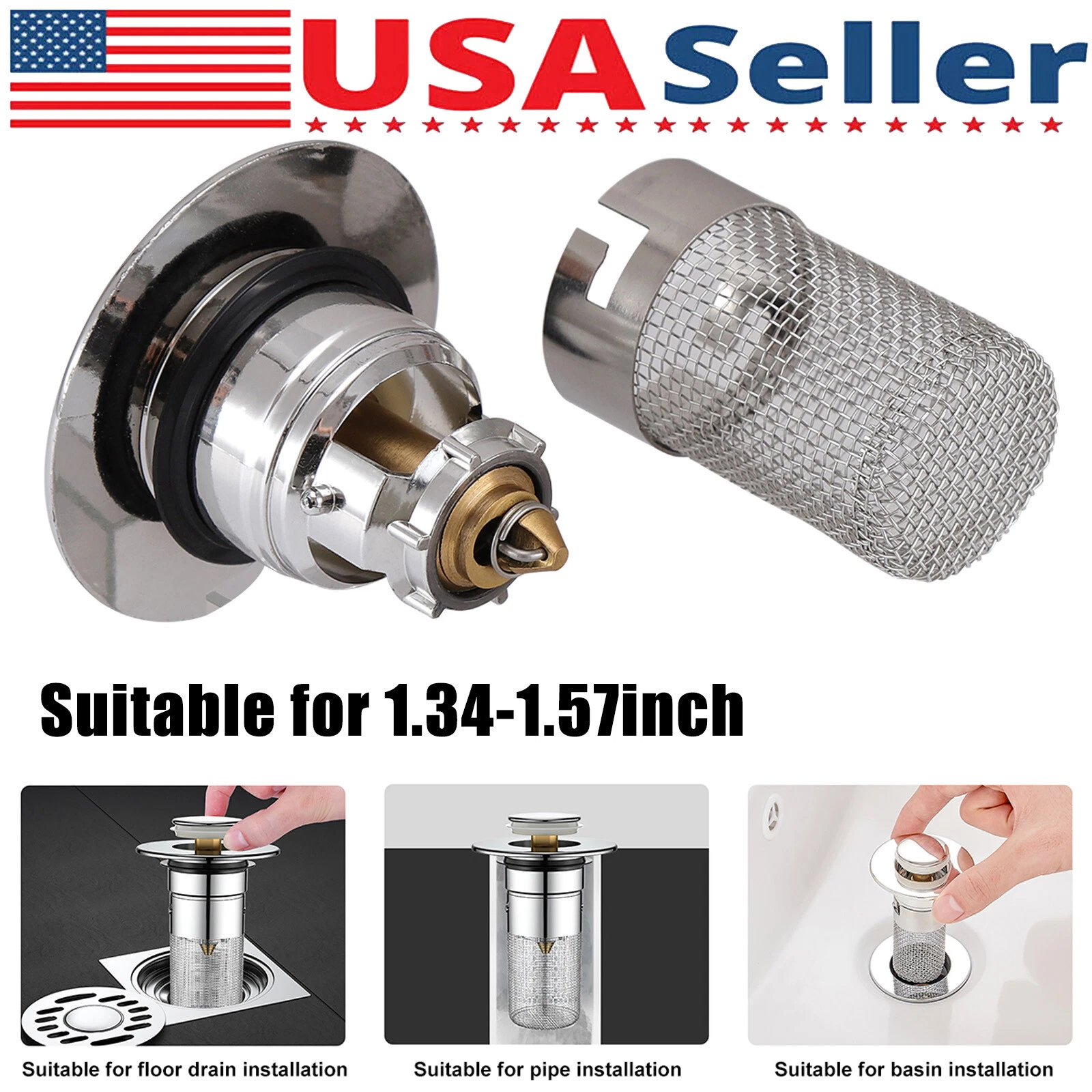 Universal Bathroom Sink Plug Stopper Wash Basin Core Bounce Pop Up ...