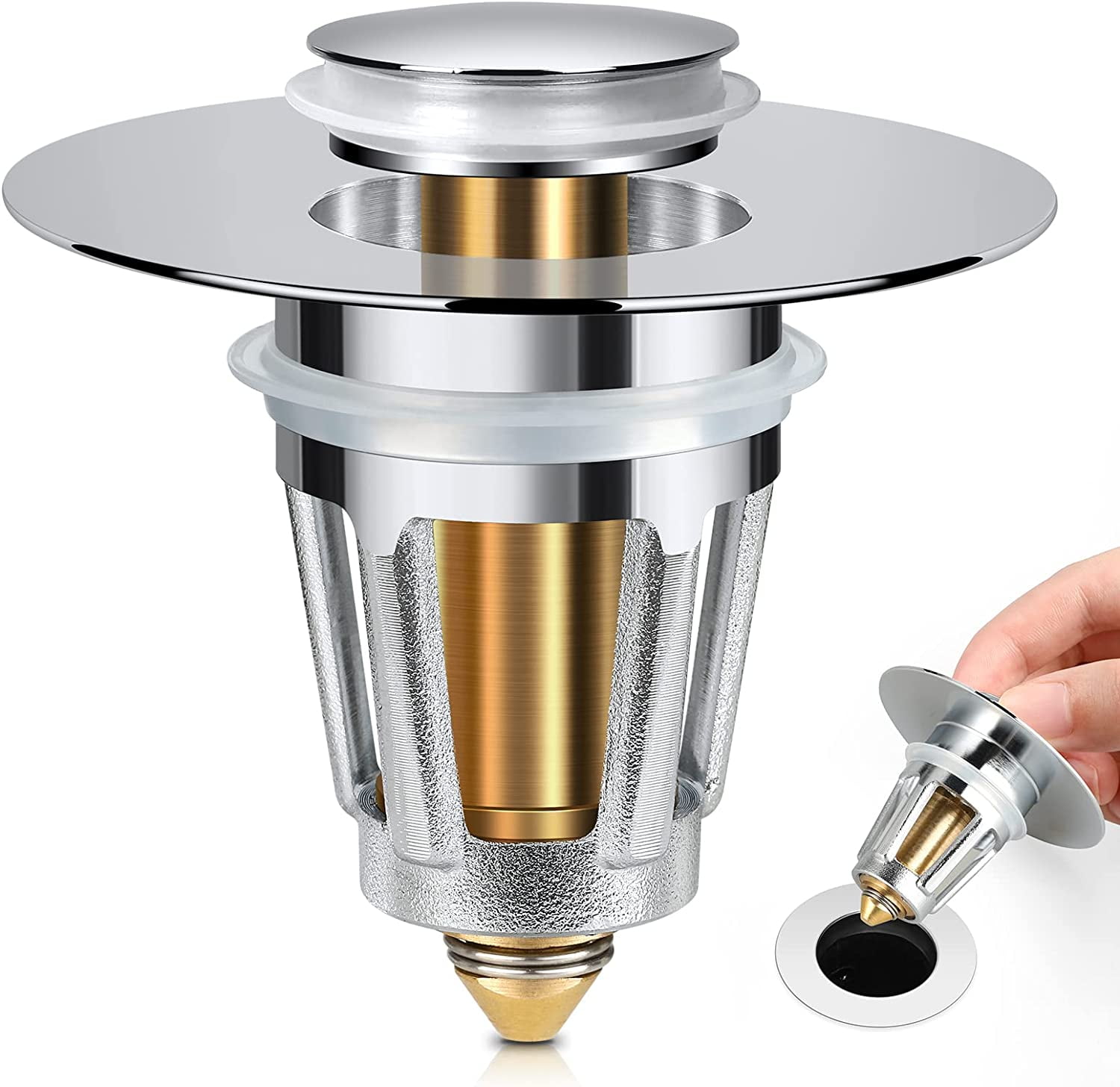 Universal Bathroom Sink Stopper, for 1.1 -1.5 Inch Bullet Core Push ...