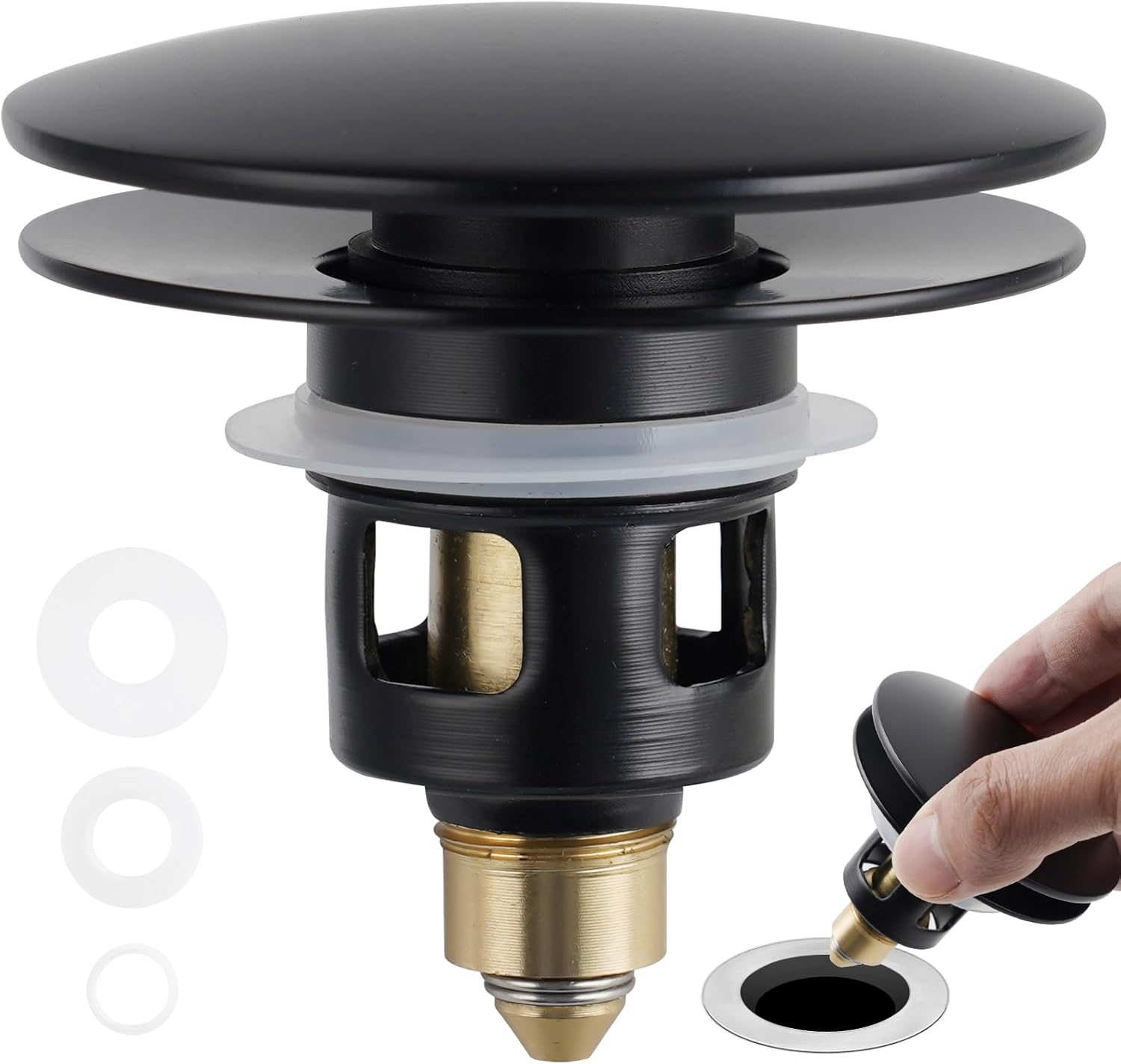 Universal Bathroom Sink Stopper 2 in 1 Pop Up Metal Sink Drain Strainer ...
